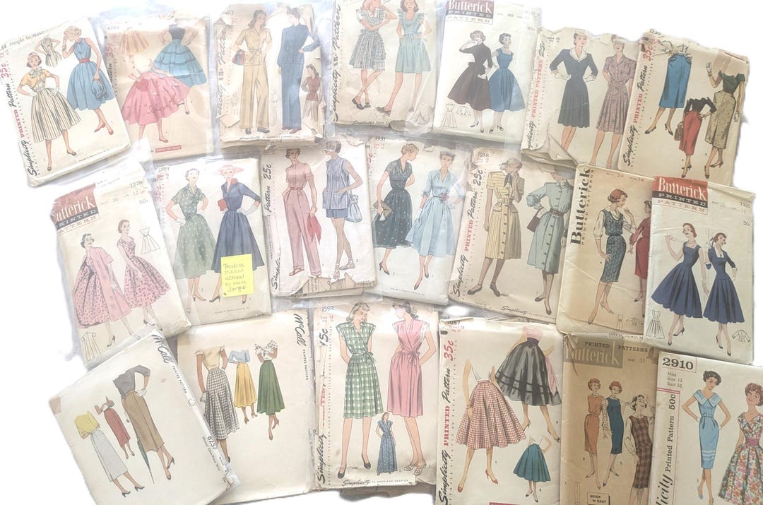 1940s/50s Vintage Sewing Pattern Simplicity 4117 4376 4946 1212 4784 ...