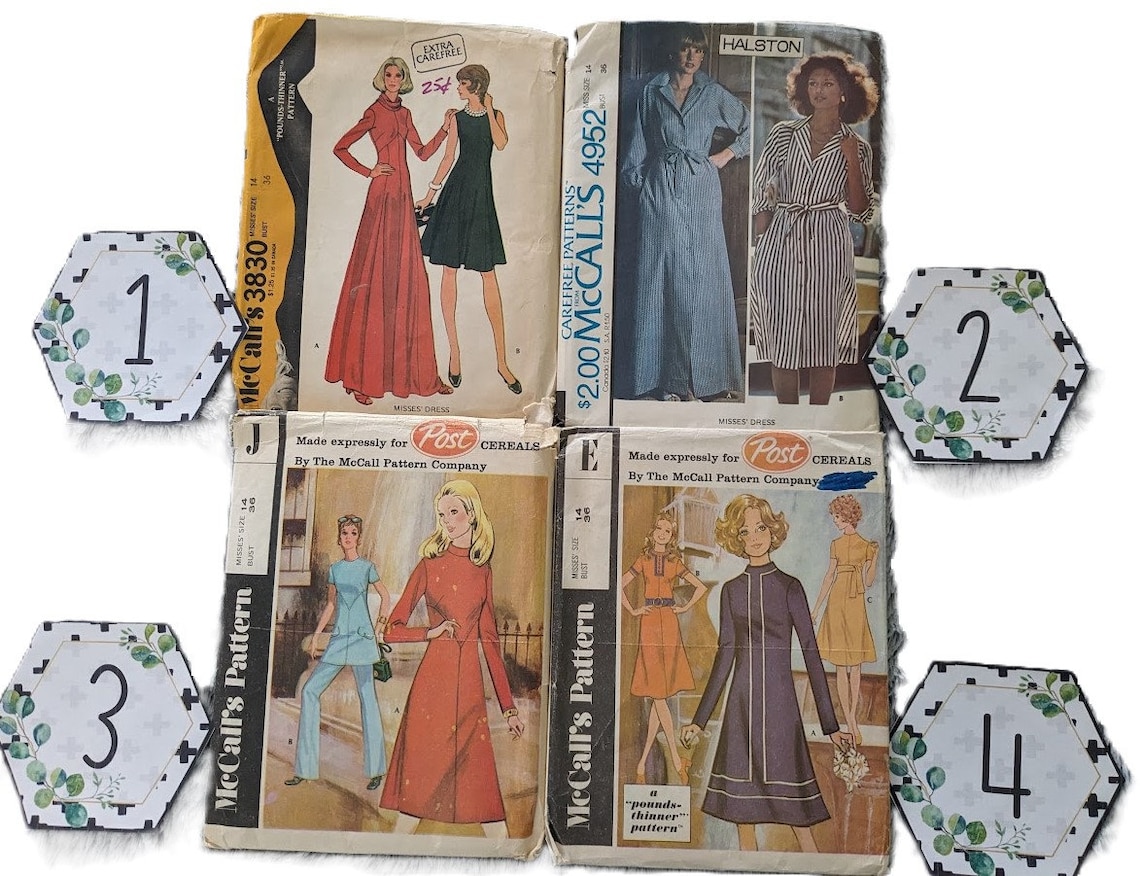 B36 1970s Vintage Sewing Pattern Simplicity 5612 5029 8775 8830 6560 ...