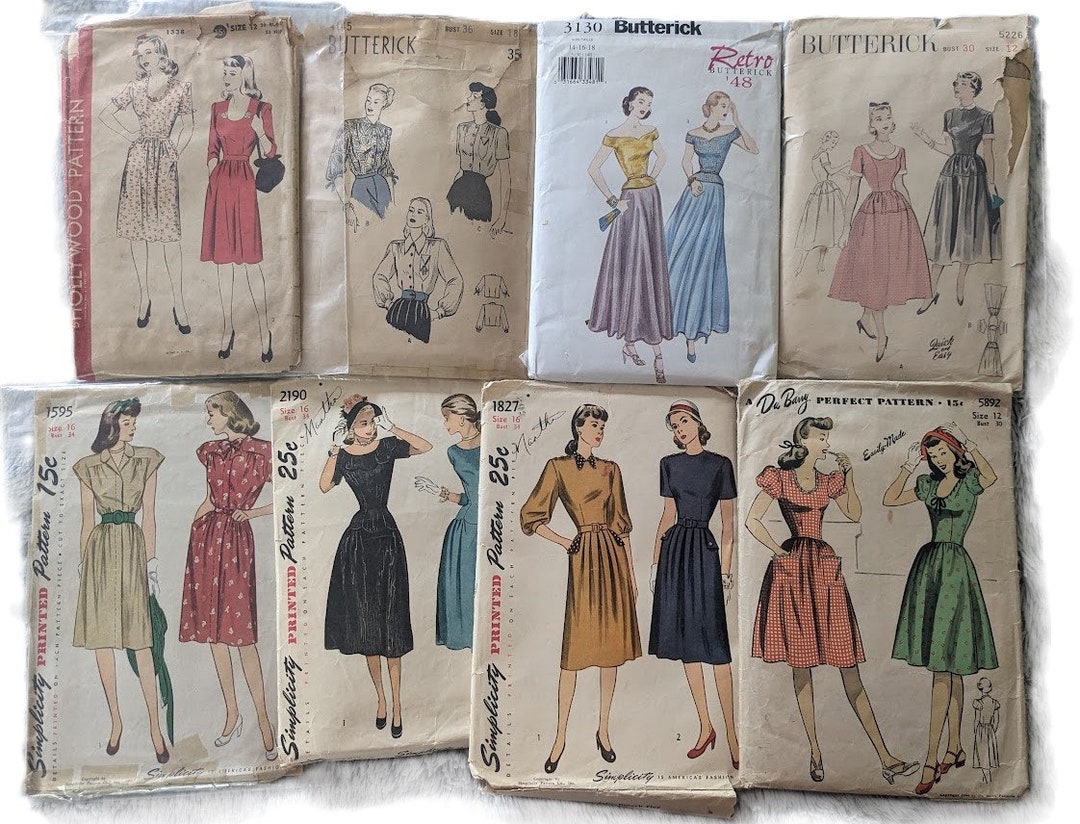 1950/40s Vintage Sewing Pattern Butterick 4145 3210 4923 Simplicity ...