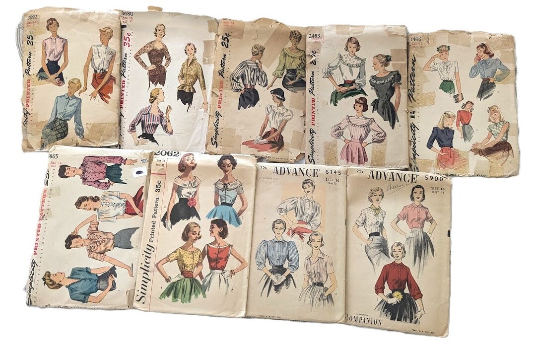 1940s/50s Vintage Sewing Pattern Advance 6145 4328 Simplicity 2784 3092 ...