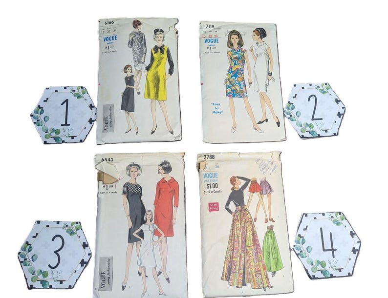 Vintage 1960s/70s Sewing Pattern Vogue 6166 7119 6543 7788 7710 7779 ...