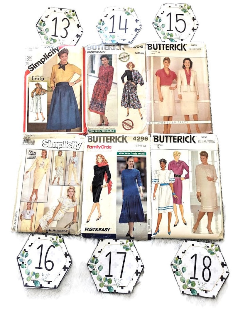 UC 1980s Vintage Sewing Pattern Butterick 4707 5760 4206 6455 4296 6391 ...