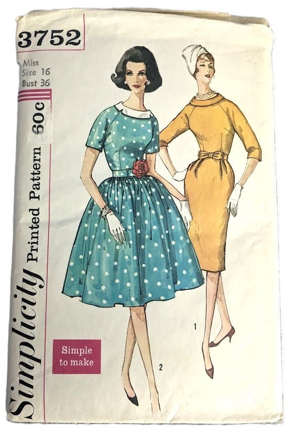 Gorgeous 1950s Vintage Sewing Dress Patterns Simplicity 1988 3752 2226 ...