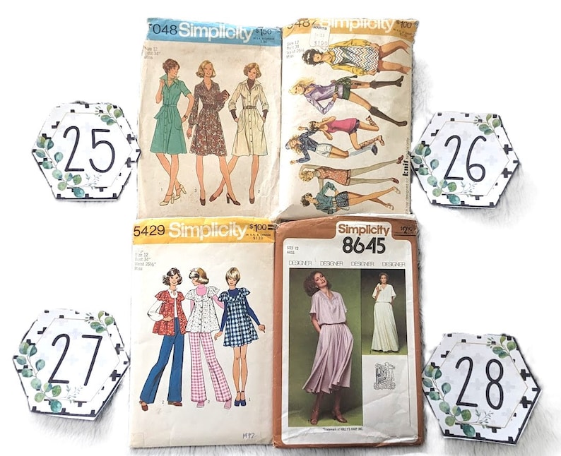 B34 1970s Sewing Pattern Simplicity 9073 7049 5792 7959 9514 7391 6964 ...