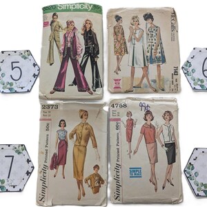 1960s Vintage Sewing Pattern Simplicity 7163 7908 6245 3890 3909 3308 ...