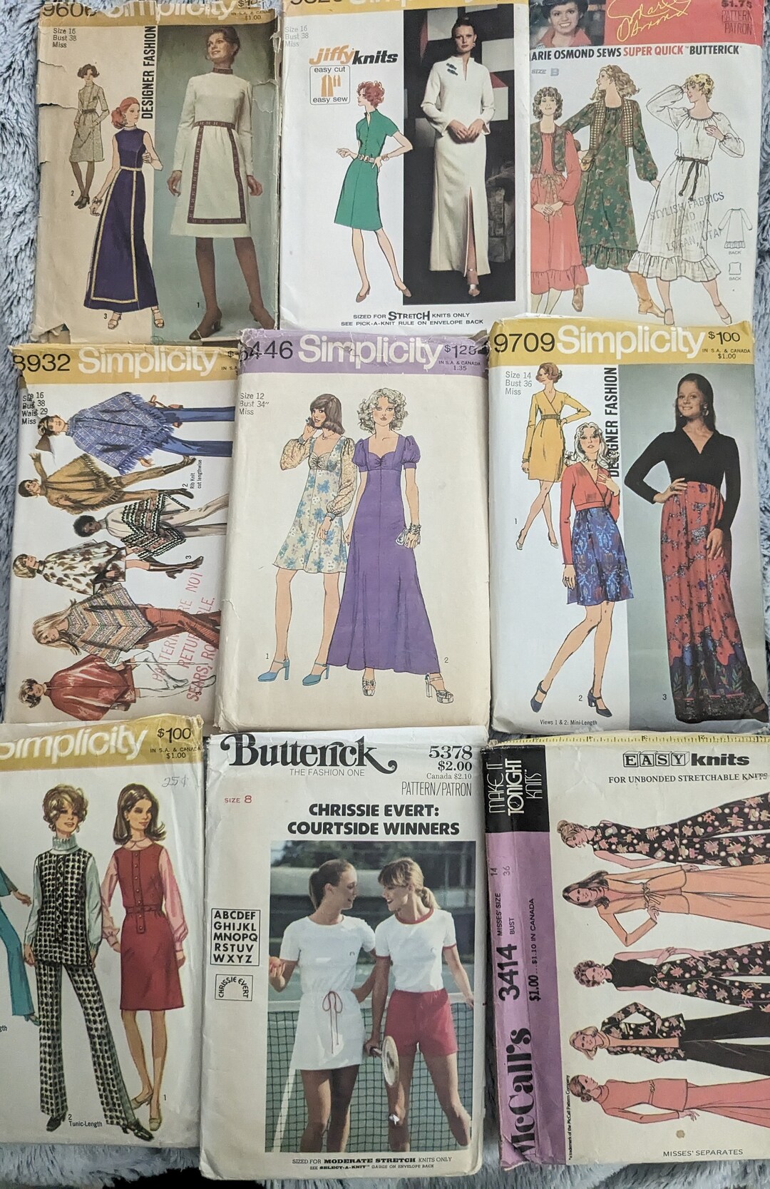 U Pick 1970s Vintage Sewing Patterns Poncho Designer Marie Osmond ...