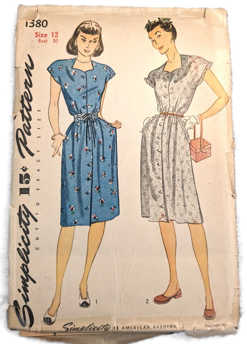 Complete 1940s/1950s Vintage Sewing Pattern Simplicity 4871 1235 1380 ...