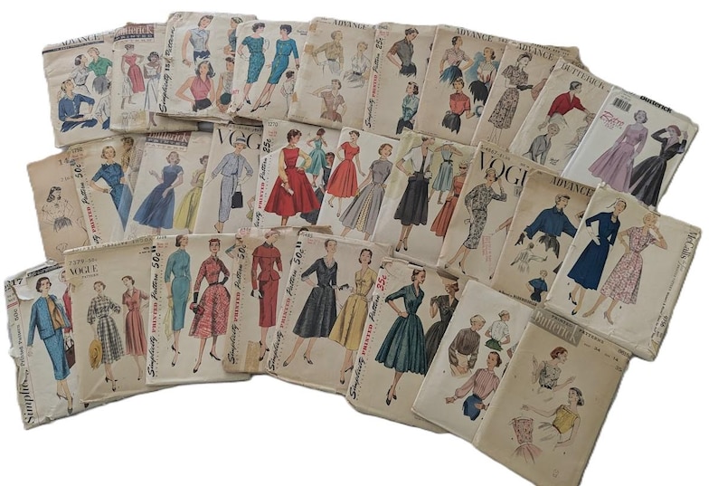 1950s Vintage Sewing Pattern Butterick6713 8615 4878 Vogue 4785 4867 ...