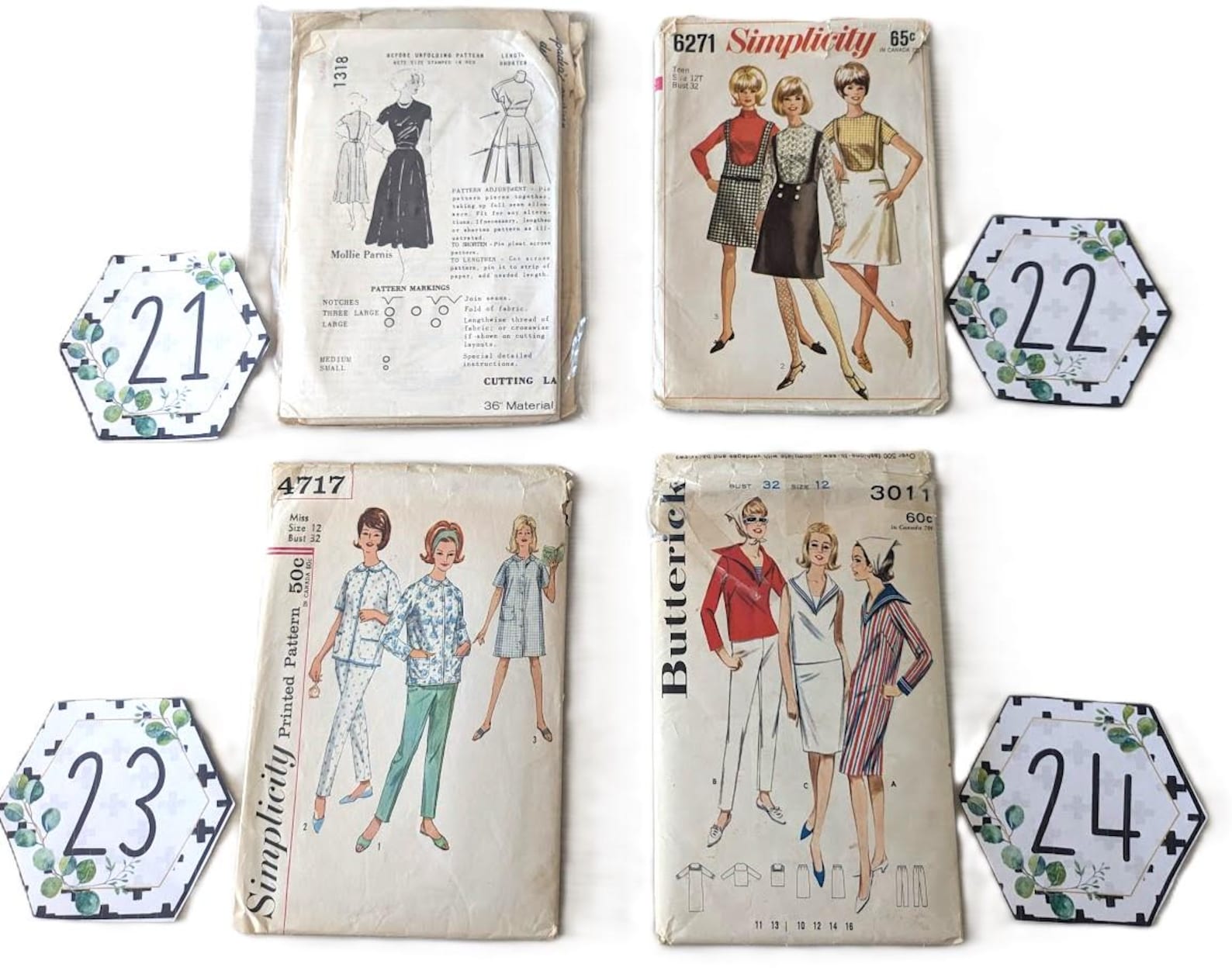 1960s Vintage Sewing Pattern Mccalls 8036 2244 8059 8395 Simplicity ...