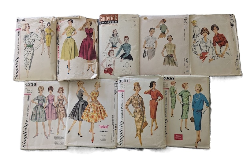1950s/60s Vintage Sewing Pattern Simplicity 2600 4336 3591 3663 Mccalls ...