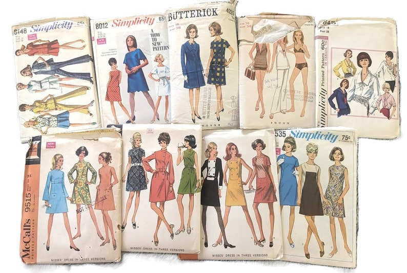 B38 1960s Vintage Sewing Pattern Mccalls 9515 9621 9565 Simplicity 7535 ...
