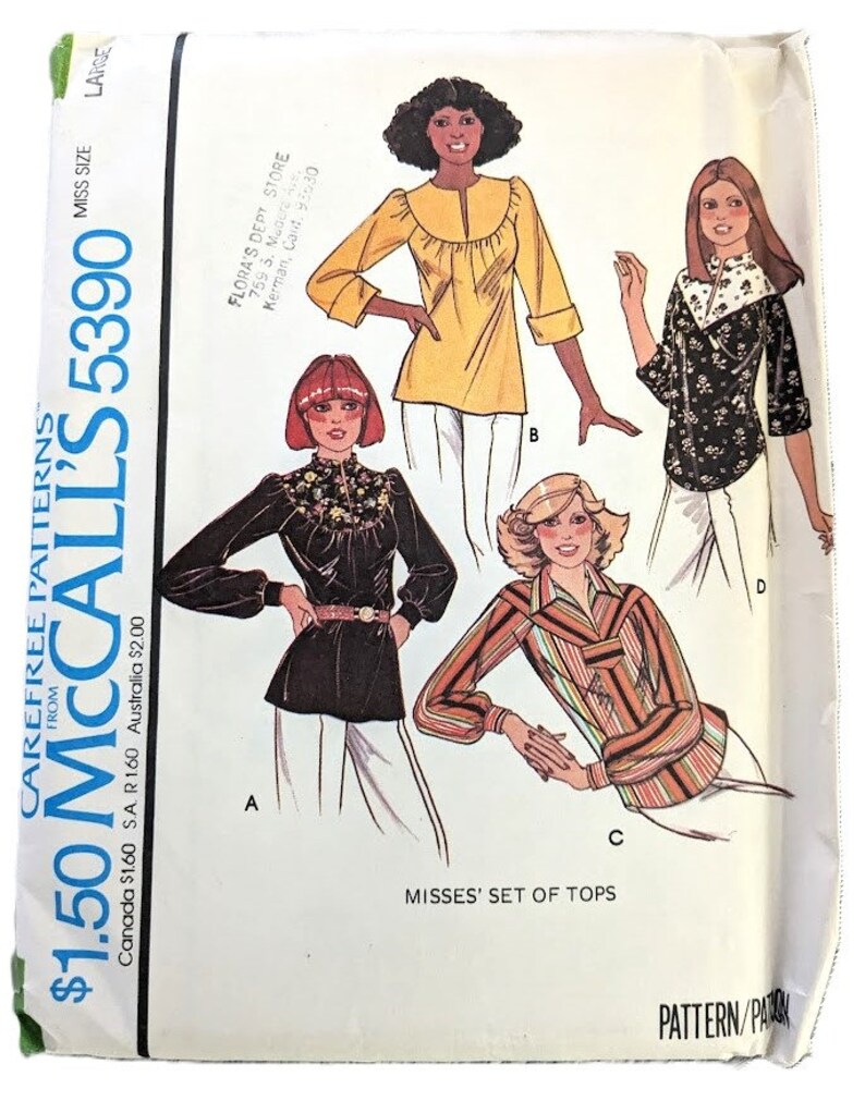 12 and Larger 1970s Vintage Sewing Pattern Mccalls 5390 2506 4795 4467 ...