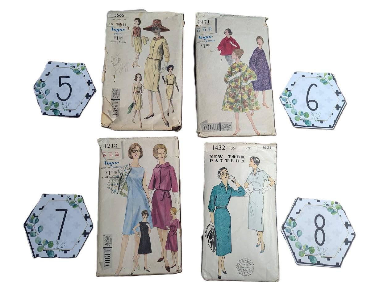 1950/60s Vintage Sewing Pattern Vogue 5109 7781 7855 4971 5565 4243 ...