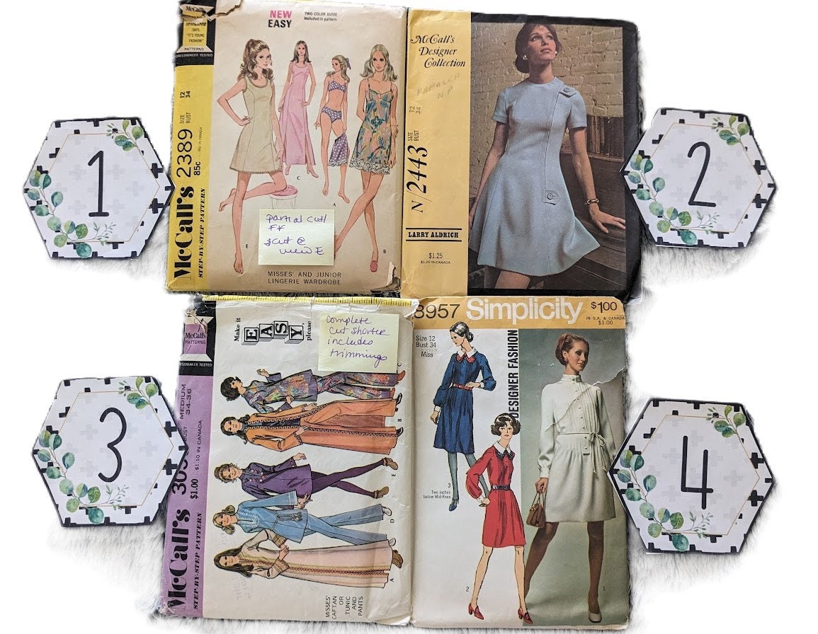 U Pick Bust 34 1970s Vintage Sewing Pattern Mccalls 2389 2443 3050 2519 ...