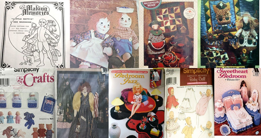 U PICK Doll Crochet Sewing Patterns Leaflets Barbie Debbie Mumm Baby ...