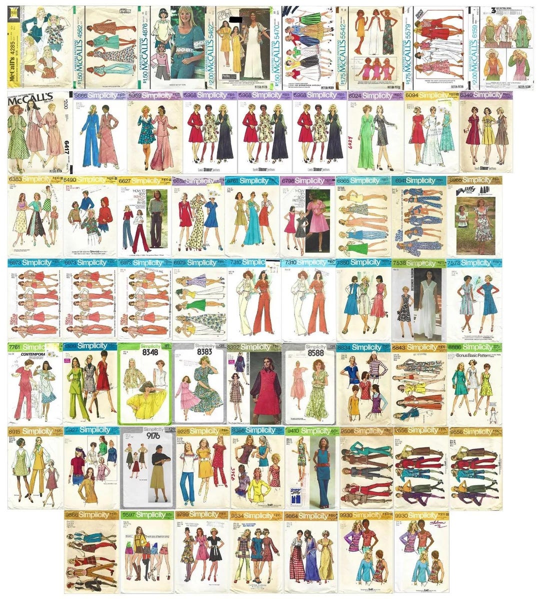 Vintage Sewing Pattern Simplicity 6024 6094 8849 6383 6490 6627 6651 ...