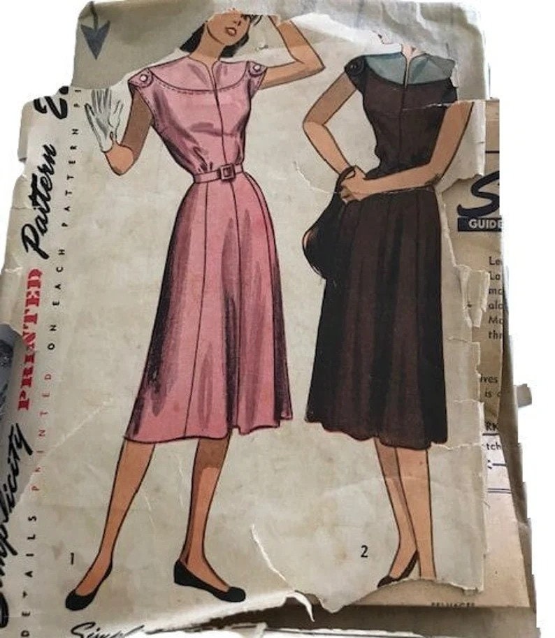 1940s Vintage Sewing Pattern American Weekly 3748 Simplicity 2095 2808 ...