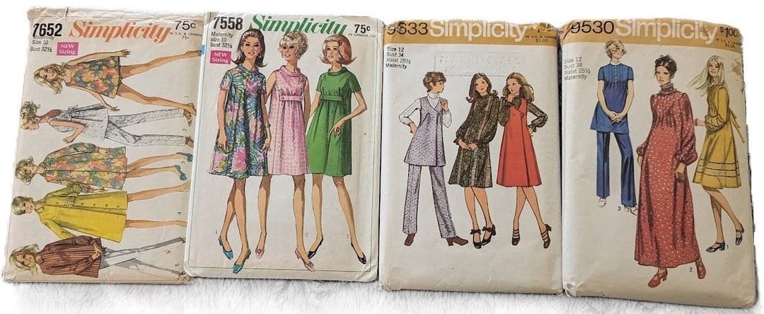 U Pick Vintage Maternity Sewing Patterns Simplicity 6654 9633 5288 7558 ...