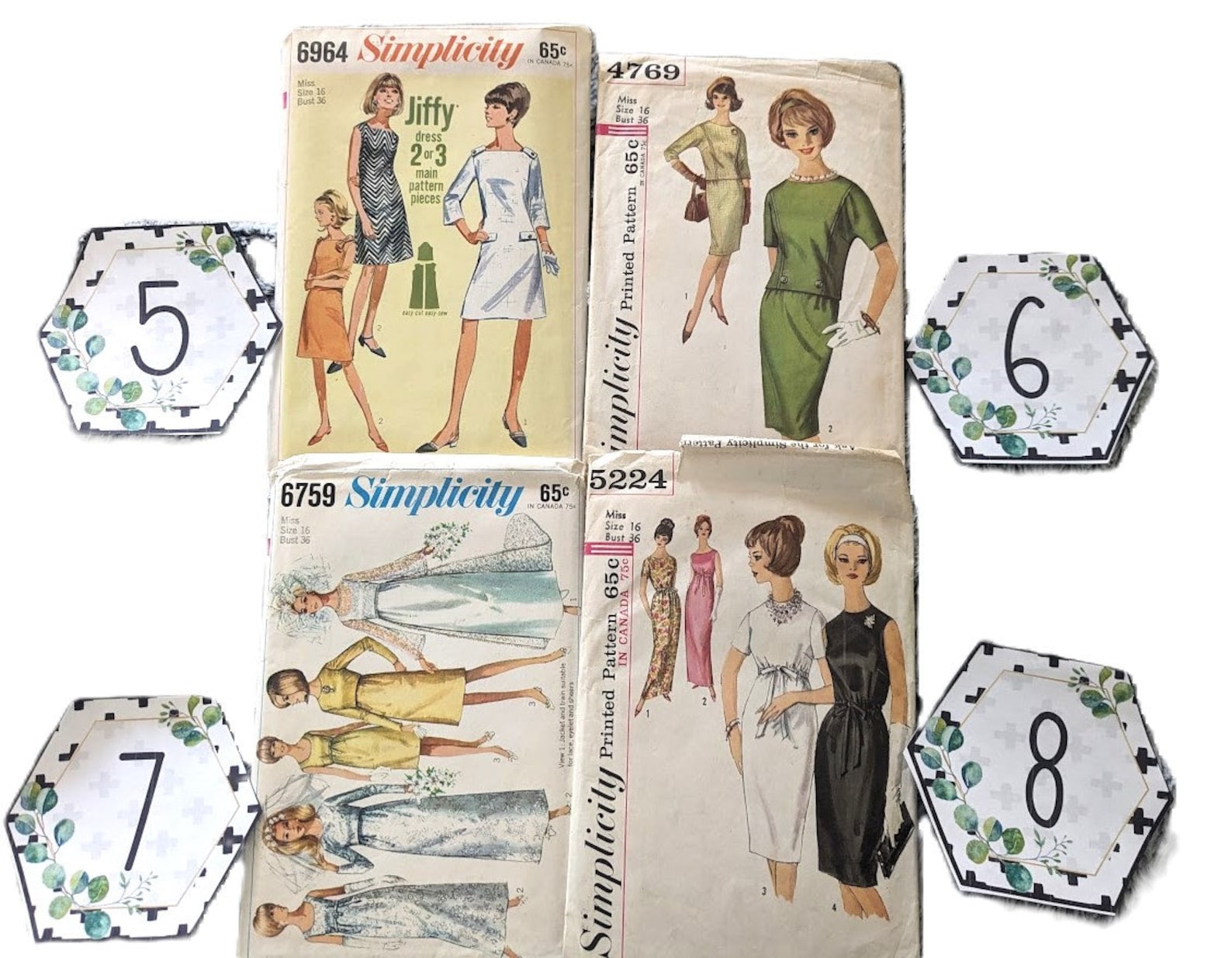 B36 1960s Vintage Sewing Pattern Simplicity 6094 4694 7115 5821 4532 ...