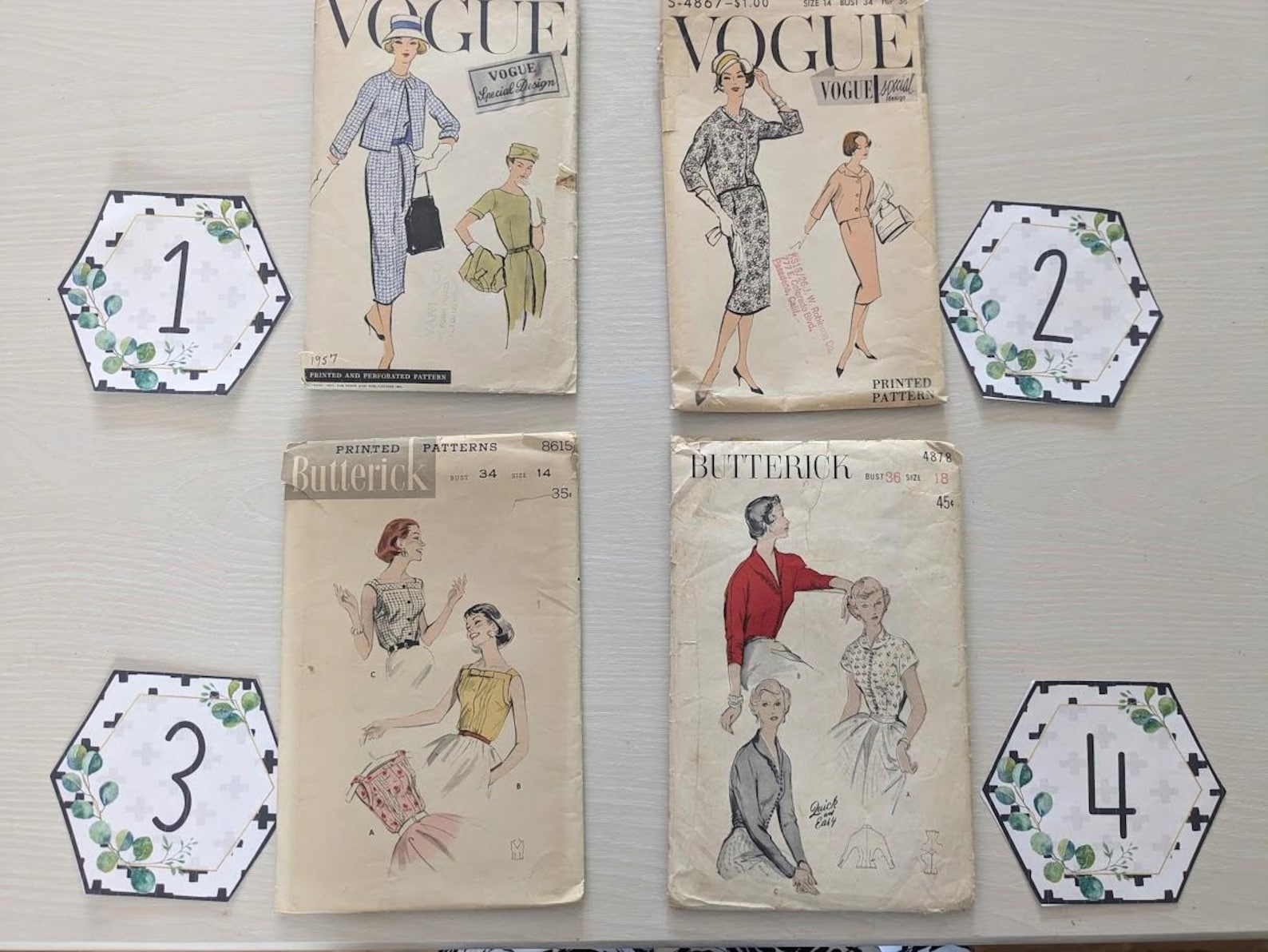 1950s Vintage Sewing Pattern Butterick6713 8615 4878 Vogue 4785 4867 ...