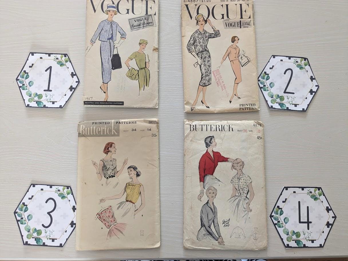 1950s Vintage Sewing Pattern Butterick6713 8615 4878 Vogue 4785 4867 ...