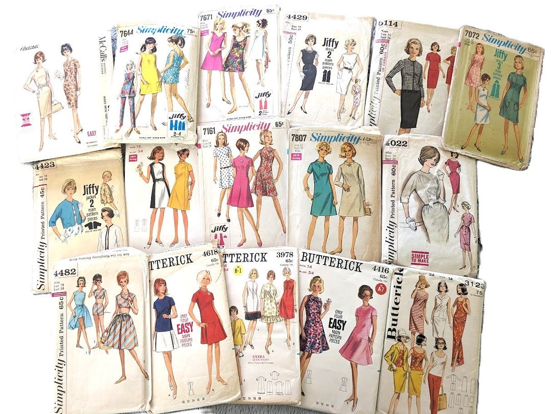 B34 1960s Sewing Pattern Simplicity 3382 7161 7807 7072 4423 4125 7671 ...