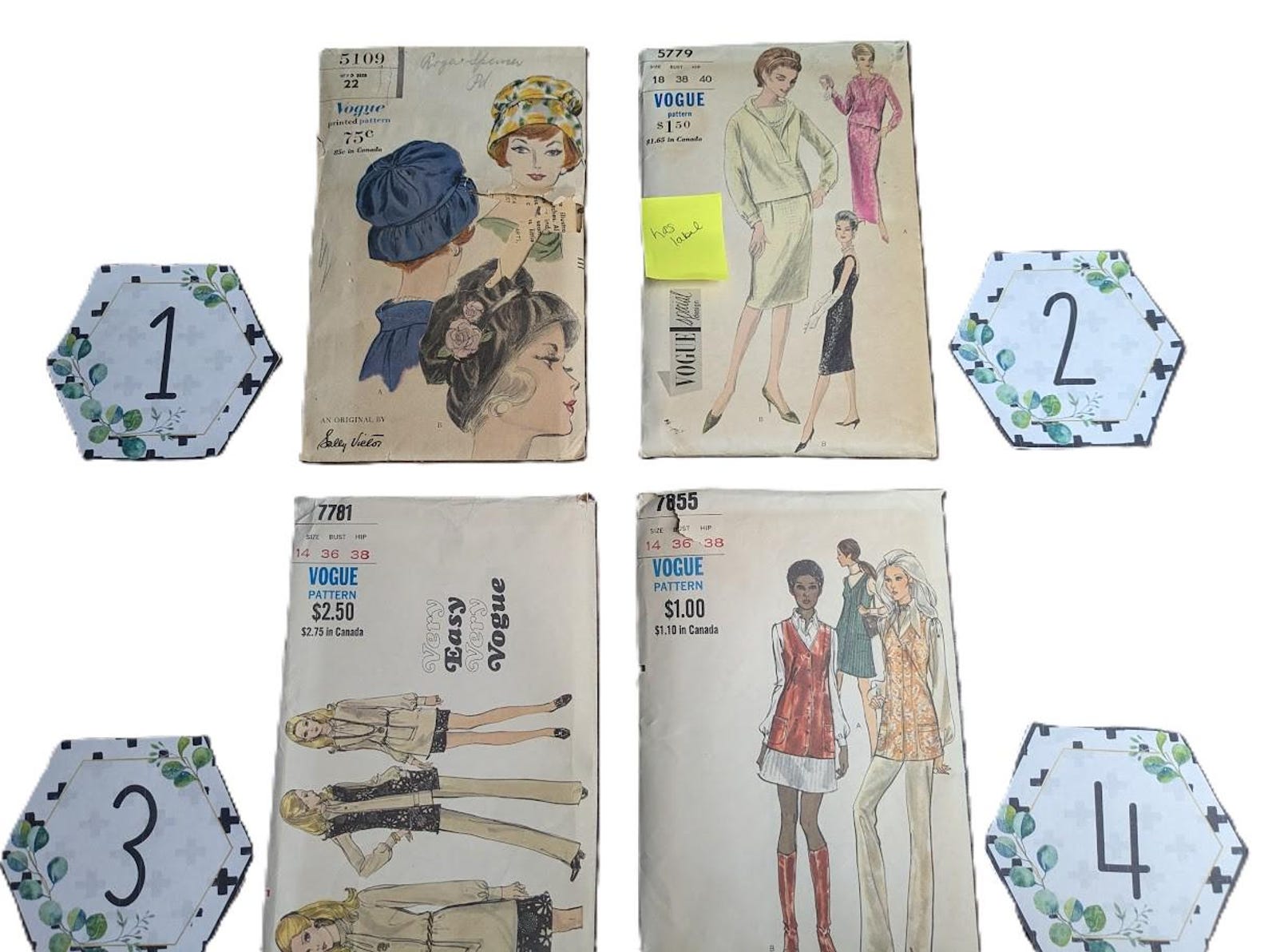 1950/60s Vintage Sewing Pattern Vogue 5109 7781 7855 4971 5565 4243 ...