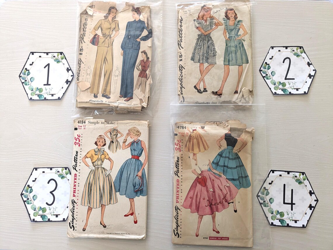 1940s/50s Vintage Sewing Pattern Simplicity 4117 4376 2000 1212 4784 ...
