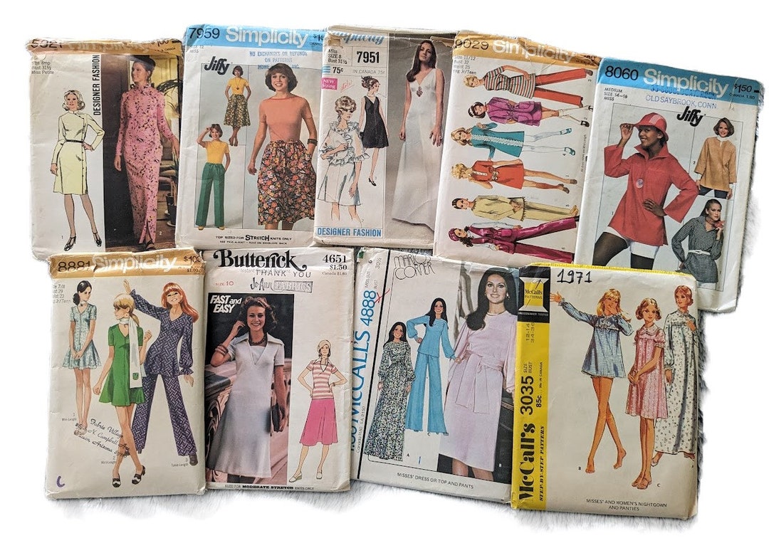 Vintage 1970s Sewing Pattern Simplicity 8881 5321 7959 7951 9029 8259 ...