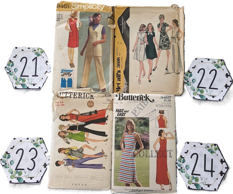 B36 1970s Vintage Sewing Pattern Simplicity 5612 5029 8775 8830 6560 ...