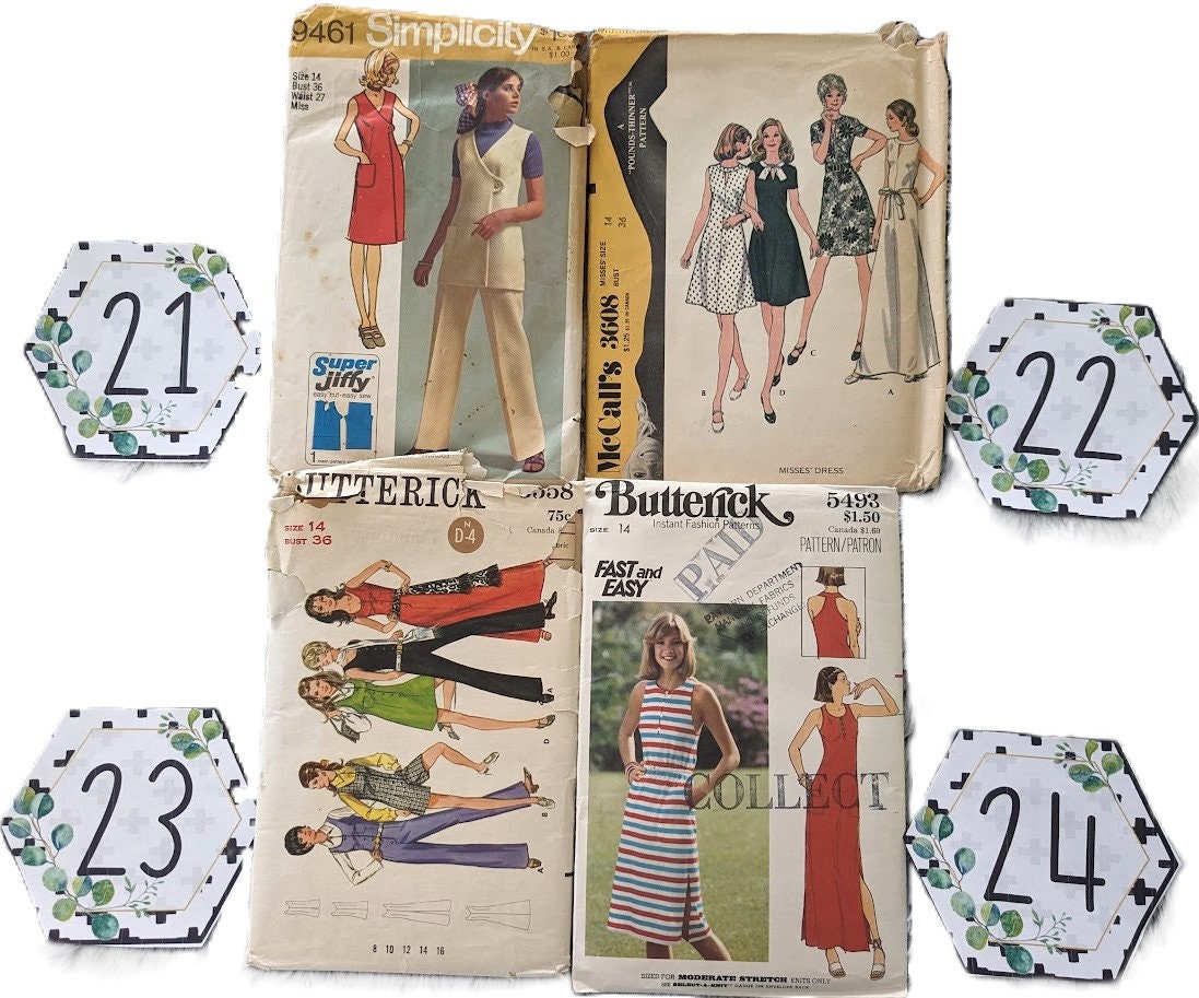 B36 1970s Vintage Sewing Pattern Simplicity 5612 5029 8775 8830 6560 ...