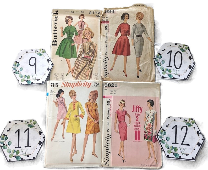 B36 1960s Vintage Sewing Pattern Simplicity 4694 7115 5821 4532 6964 ...