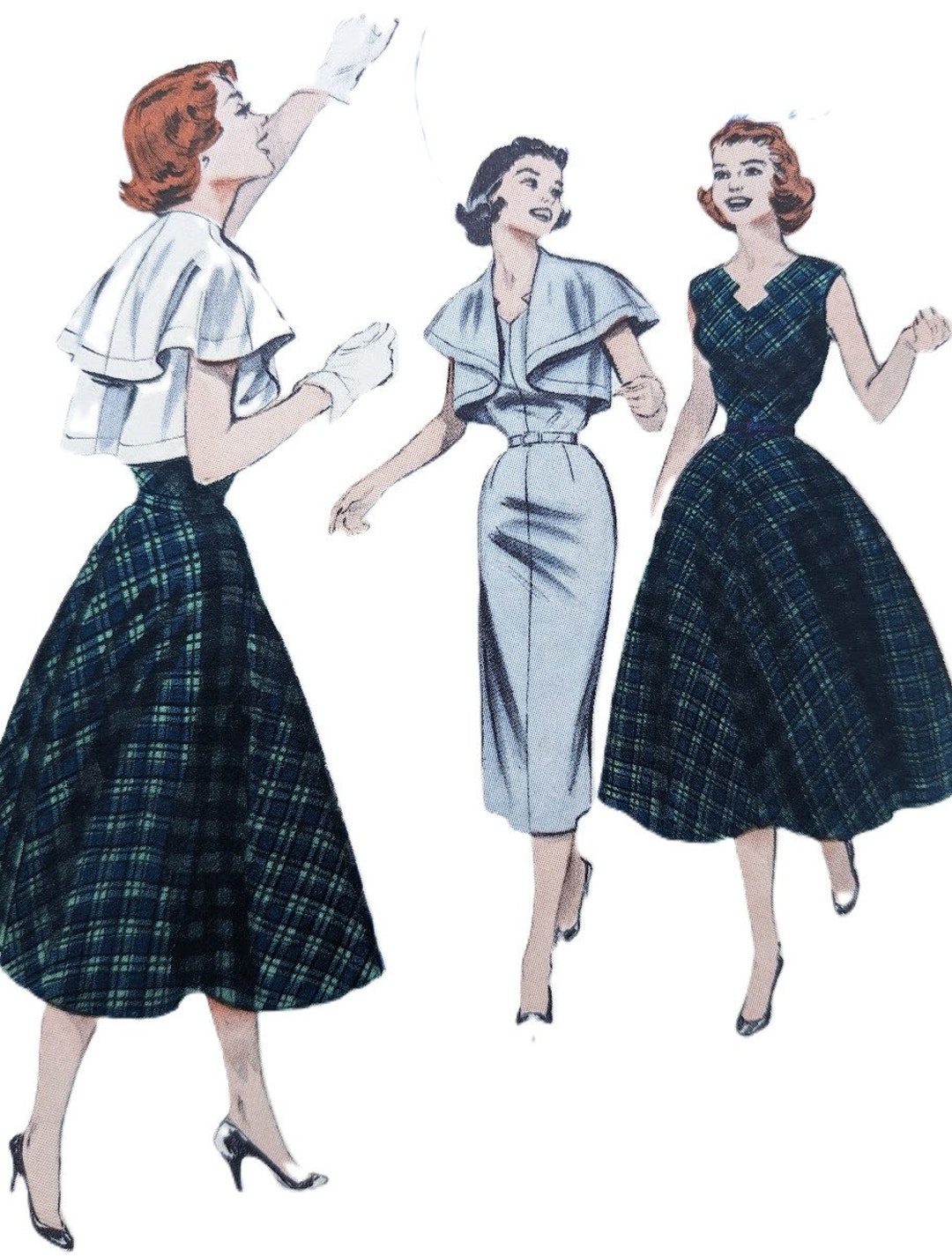 RARE 18/36 Gorgeous Rockabilly 1950s Vintage Sewing Pattern Butterick ...