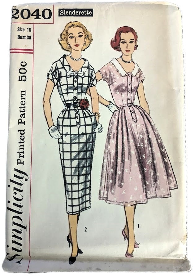 Gorgeous 1950s Vintage Sewing Dress Patterns Simplicity 1988 3752 2226 ...