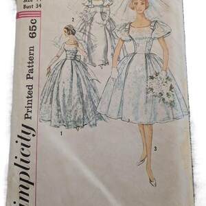 14/34 UNCUT Vintage Sewing Pattern Simplicity 3469 1960s Wedding Bridal ...