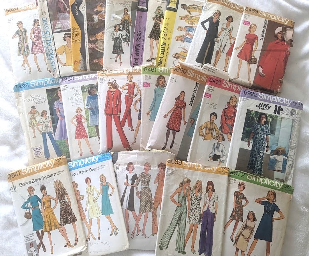 B36 1970S Sewing Pattern Simplicity 8453 5028 5056 9547 5689 7026 9072 ...