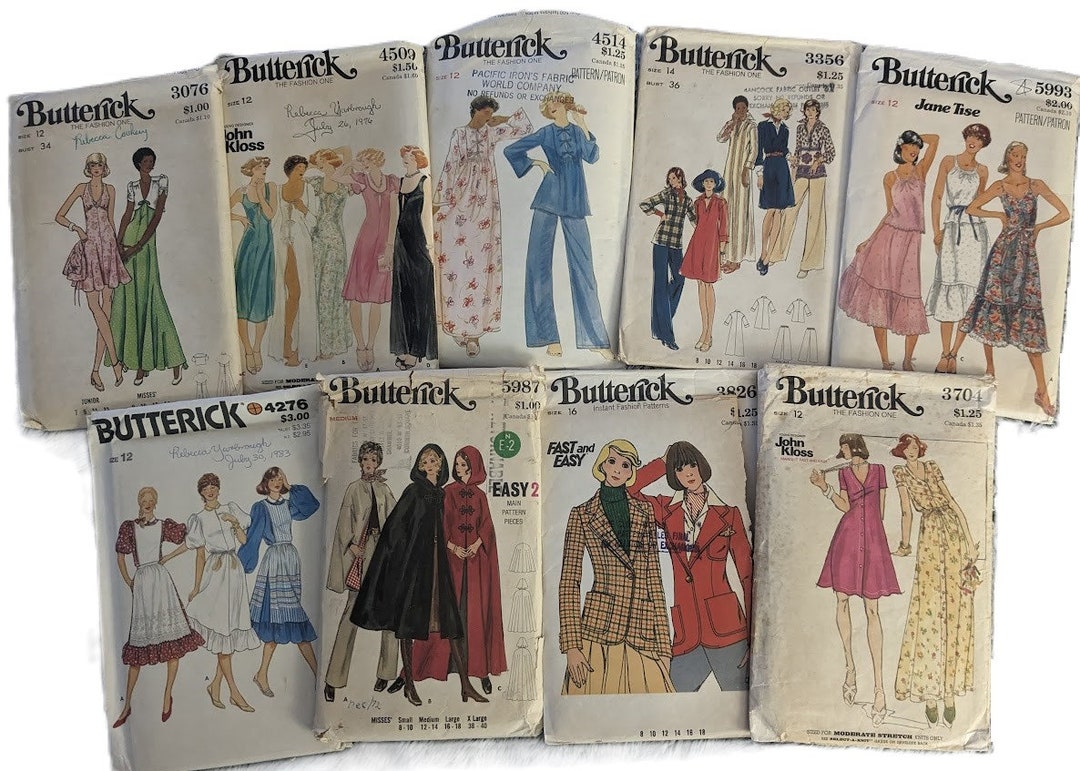 1970s Butterick Sewing Pattern 3356 5993 4276 5987 3076 4509 3826 3704 ...