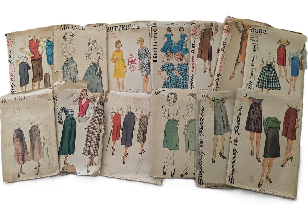 1950s/60s Vintage Sewing Patterns Advance 4697 3745 Butterick 4102 9575 ...