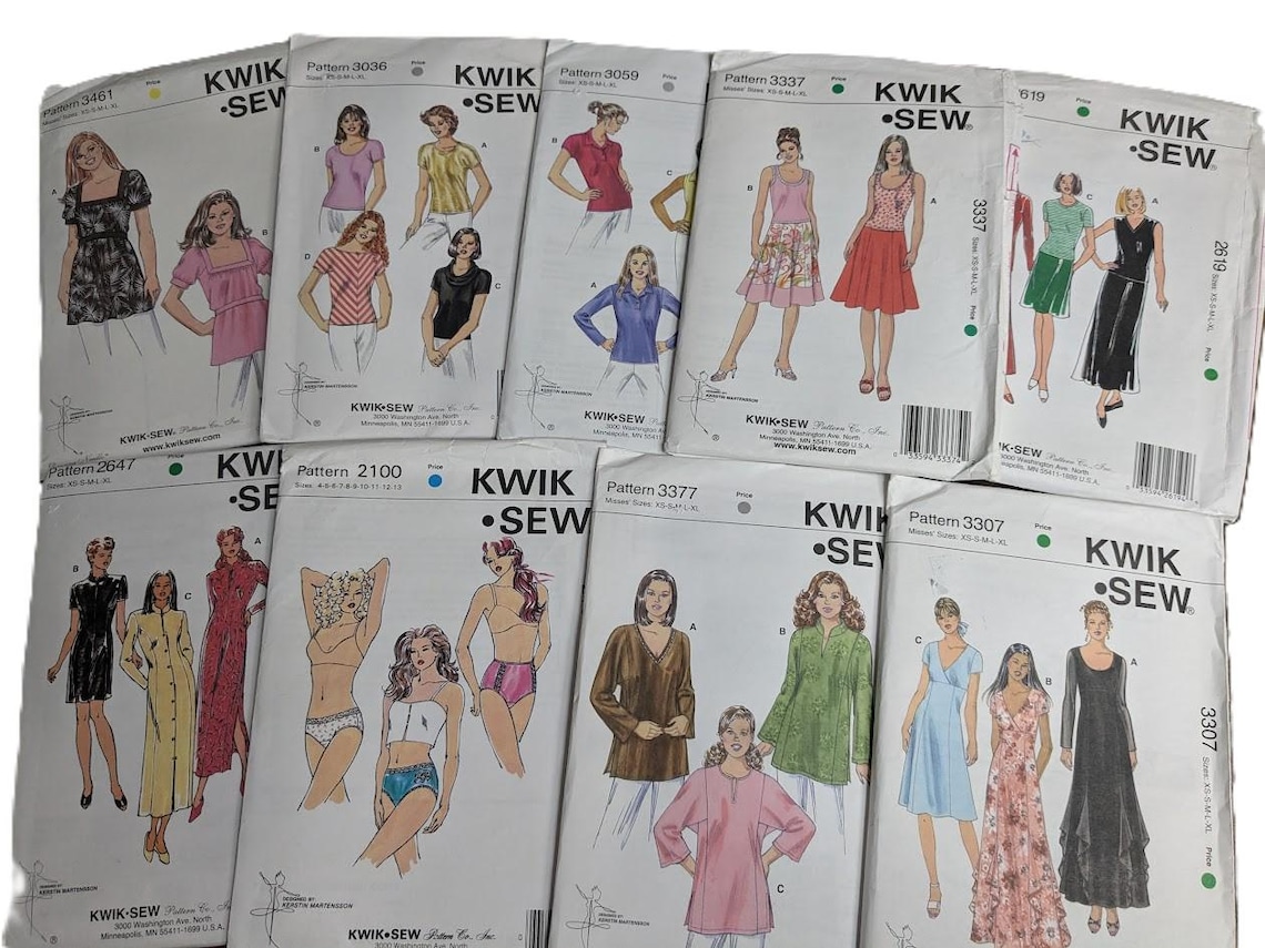 Uncut Kwik Sew Vintage Sewing Pattern 3307 3377 2100 2647 3337 3059 ...
