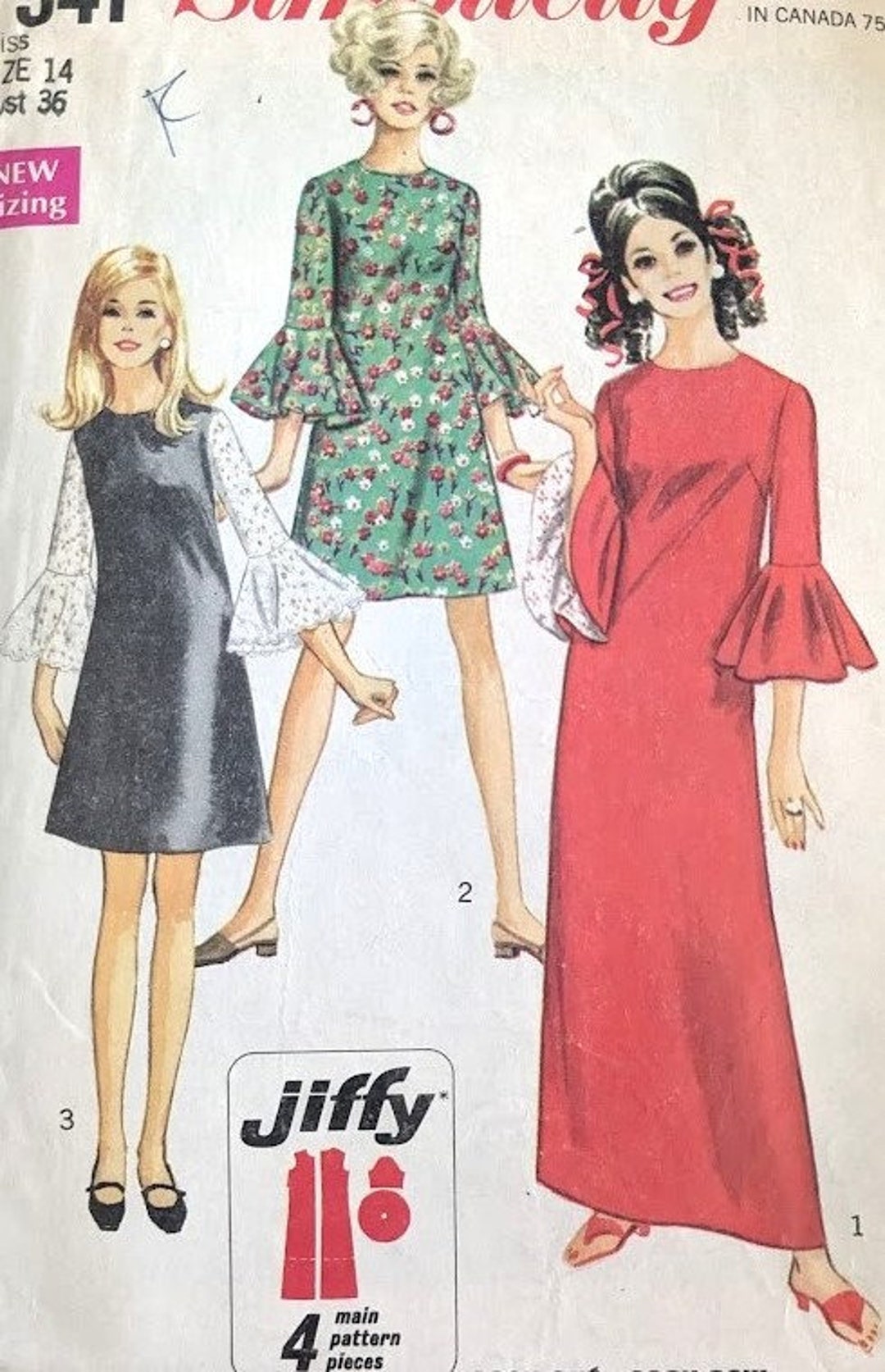 Ships Free 14/36 Complete 1960s Jiffy Easy to Sew Dress Sewing Pattern Simplicity 7941 - Etsy