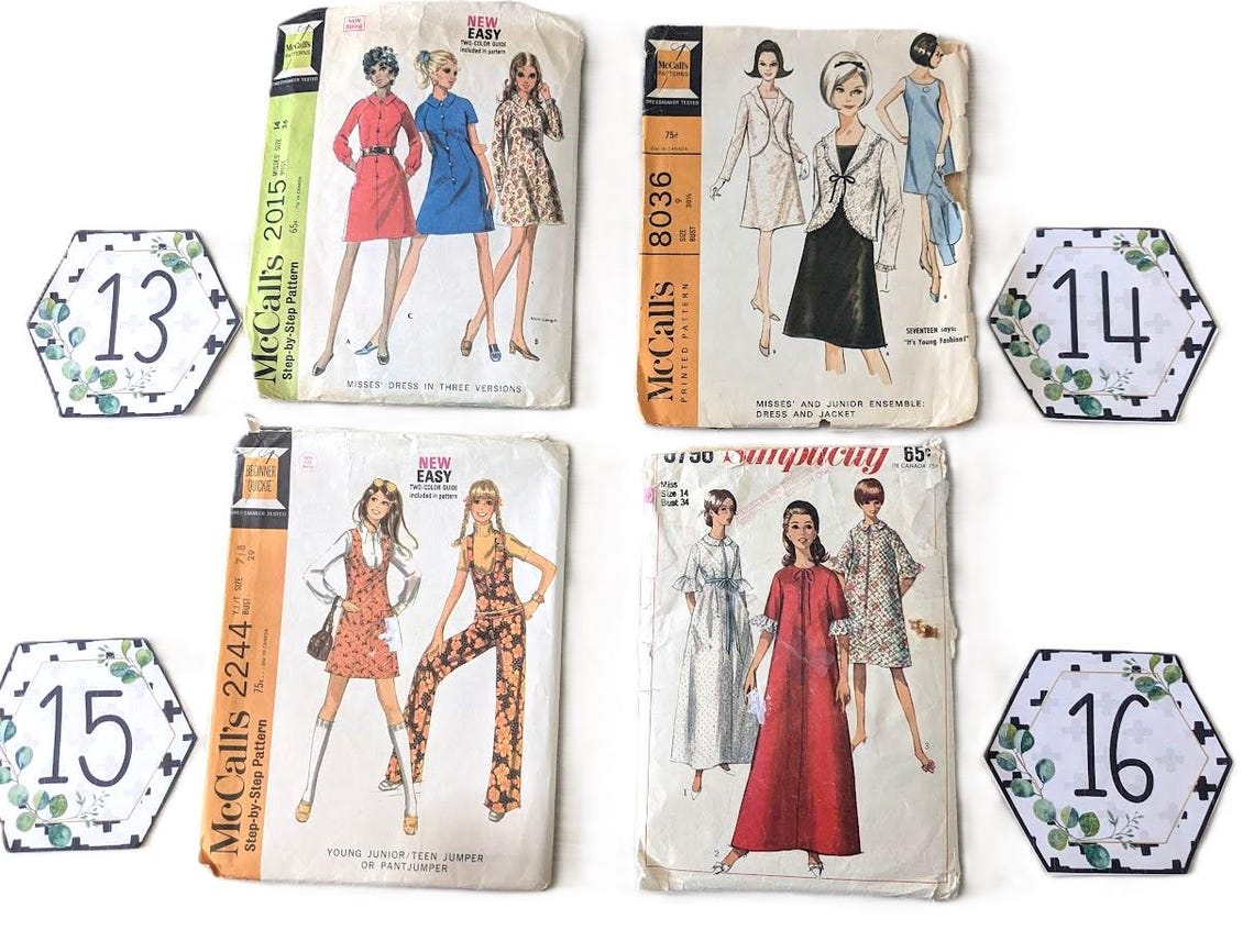 1960s Vintage Sewing Pattern Mccalls 2015 8036 2244 8059 7188 9631 ...