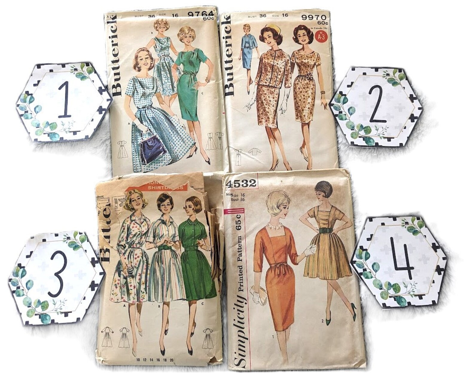 B36 1960s Vintage Sewing Pattern Simplicity 6094 4694 7115 5821 4532 ...