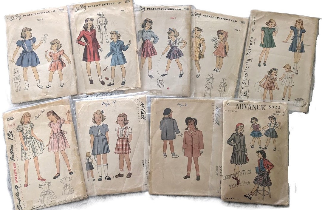 1940s Vintage Children's Sewing Pattern Mccall 5517 5971 Simplicity ...