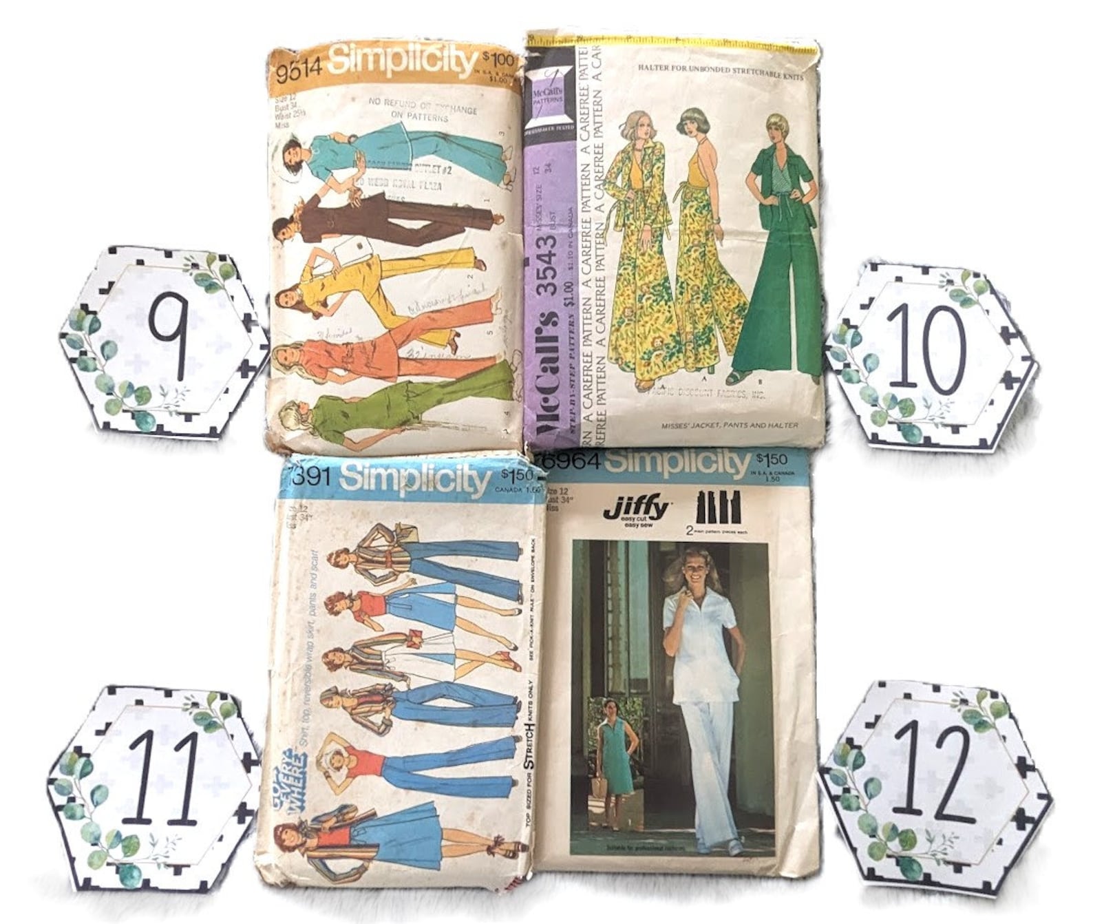 B34 1970s Sewing Pattern Simplicity 9073 7049 7959 9514 7391 6964 8687 ...