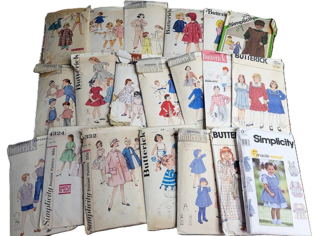 Vintage Childrens Sewing Pattern Butterick 6372 8437 7194 8722 8553 ...