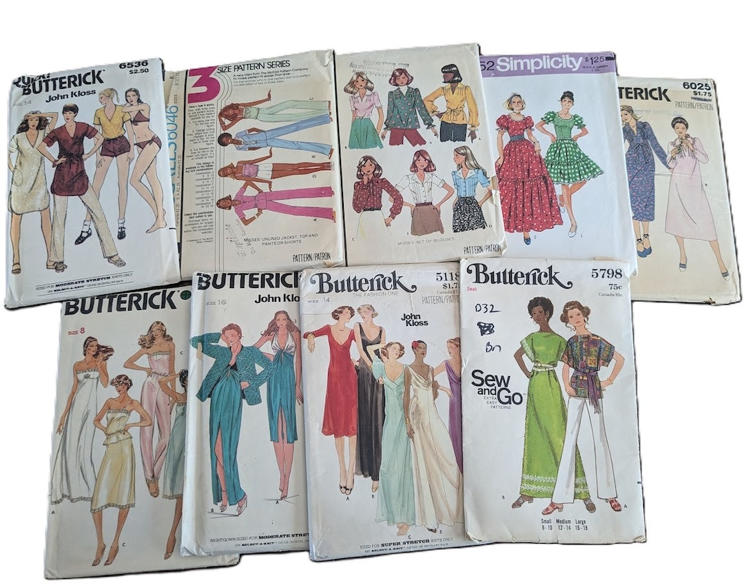 1970s Vintage Sewing Pattern Most Uncut Butterick 3434 6857 5118 6536 ...