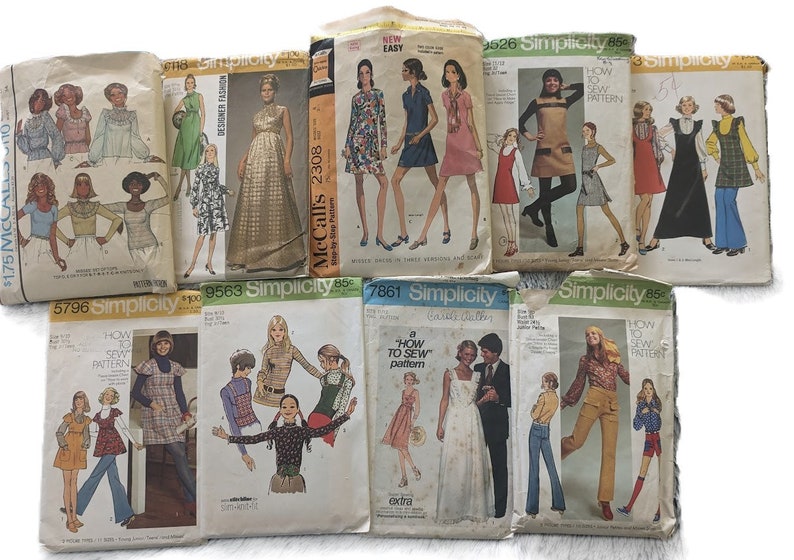 Vintage 1970s Sewing Pattern Mccalls 2308 6110 Simplicity 5373 9118 ...