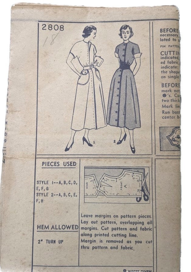1940s Vintage Sewing Pattern American Weekly 3748 Simplicity 2095 2808 ...