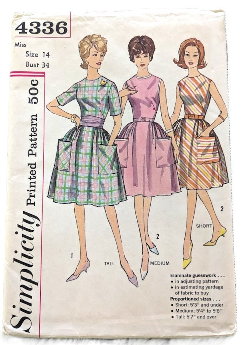 1950s/60s Vintage Sewing Pattern Simplicity 3360 3901 4336 3591 Mccalls ...
