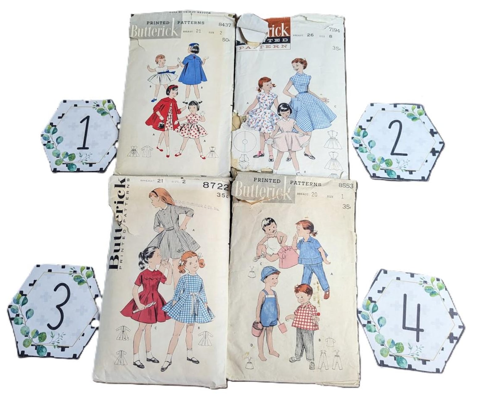 Vintage Childrens Sewing Pattern Butterick 6372 8437 7194 8722 8553 ...
